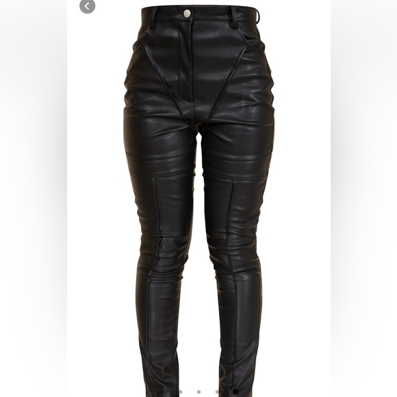 PrettyLittleThing | Pants & Jumpsuits | Plt Black Faux Leather Contrast ...